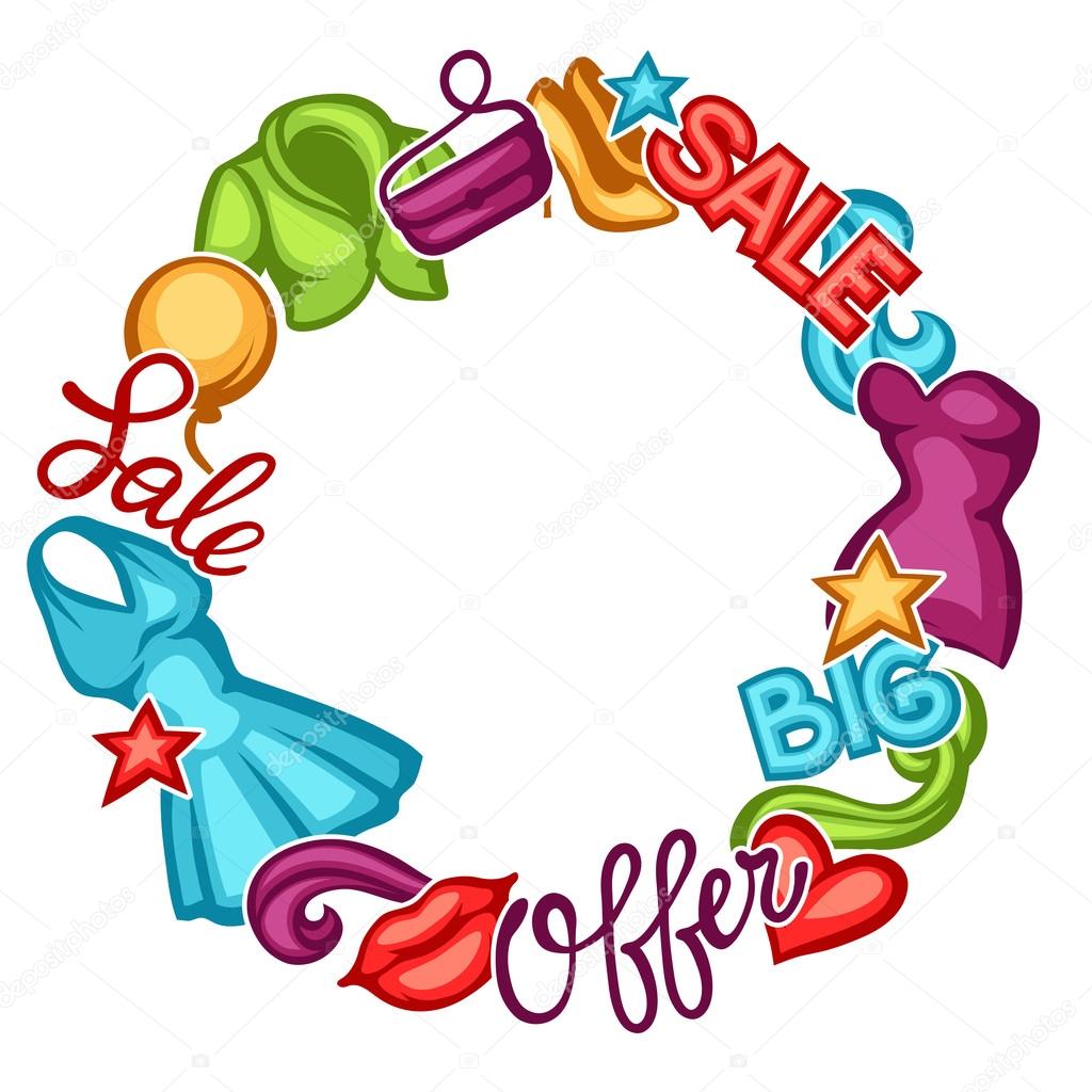 Sale background with female clothing and accessories Stock Vector Image ...