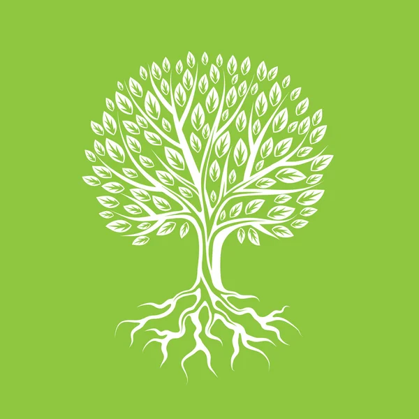 Abstract stylized tree with roots and leaves. Natural illustration ...