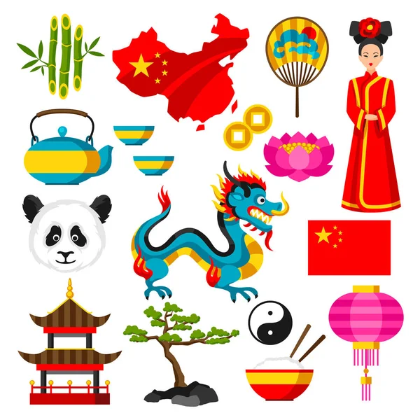 China seamless pattern. Chinese symbols and objects — Stock Vector ...
