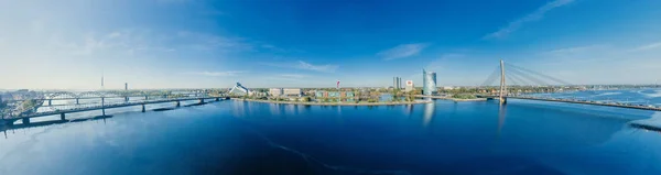 City Riga Daugava river drone sphere 360 vr view - Stock Image - Everypixel