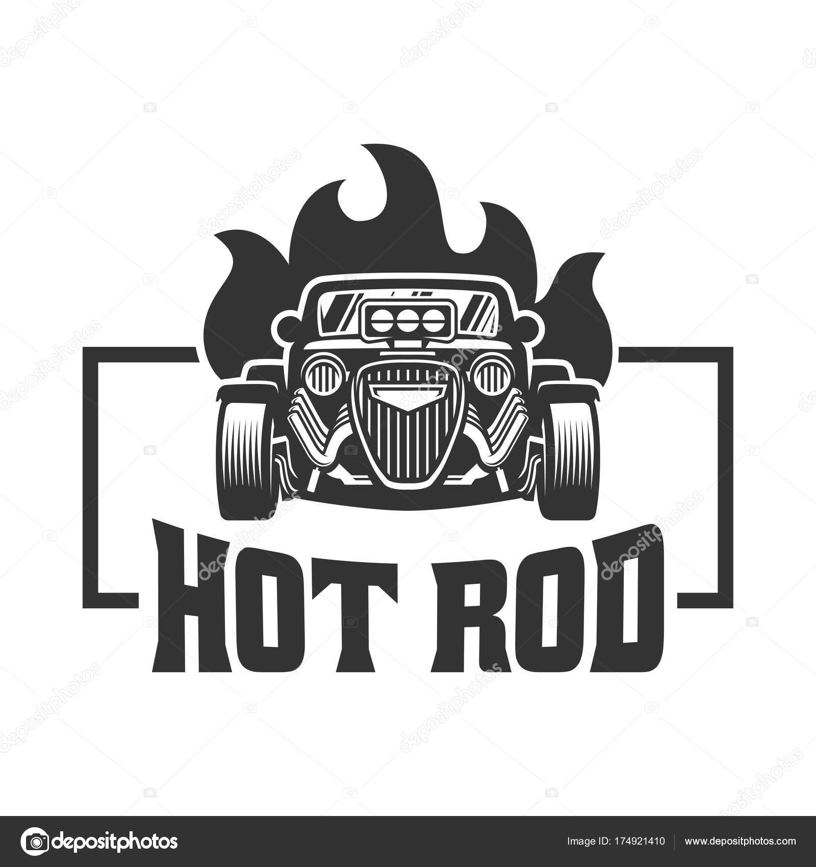 Hot Rod car logo, HotRod vector emblem, Vector Hot Rod car logo Stock ...