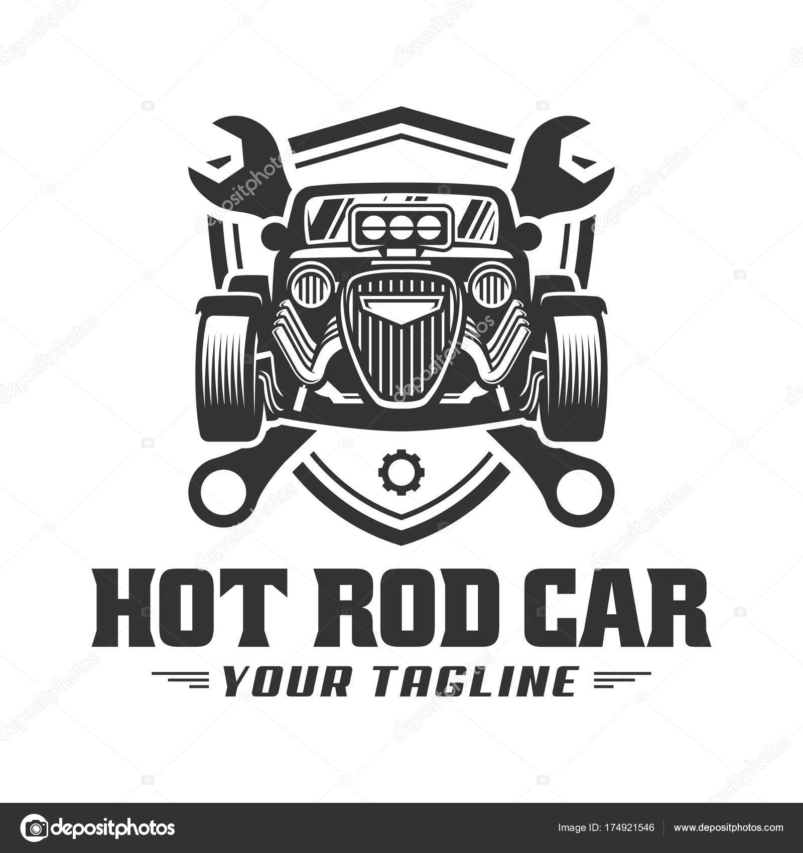 Hot Rod car logo, HotRod vector emblem, Vector Hot Rod car logo Stock ...