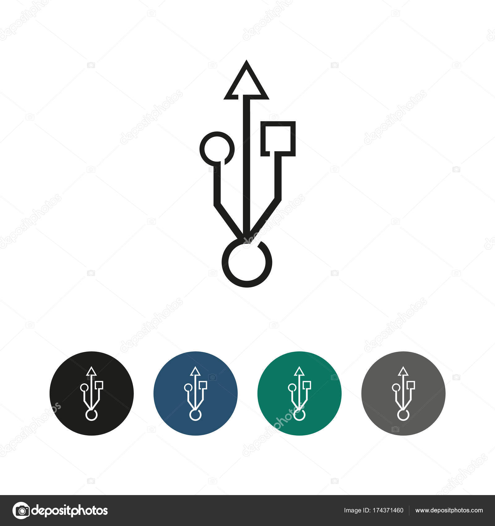 Universal Serial Bus Symbol Outline Graphic Illustration Stock Vector ...