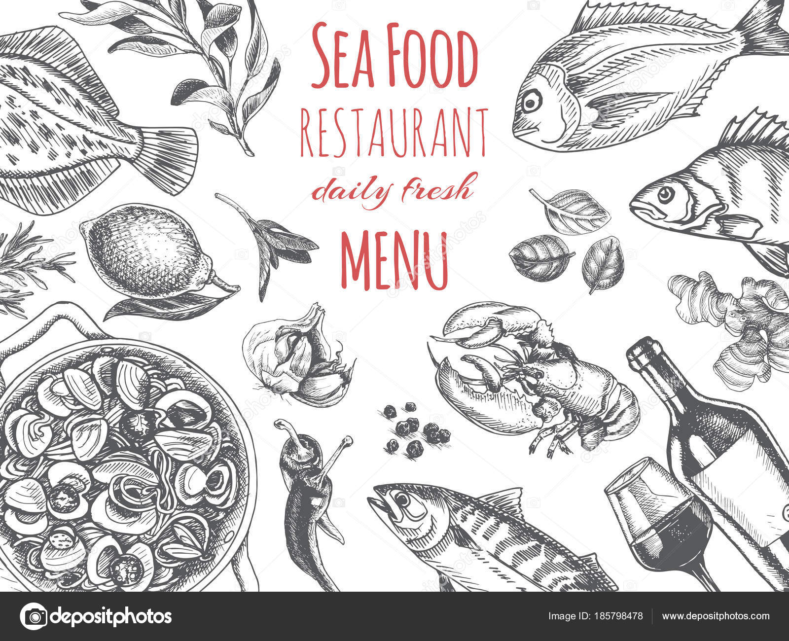Cover Seafood Restaurant Menu Light Colors Stock Vector Image by ©art ...