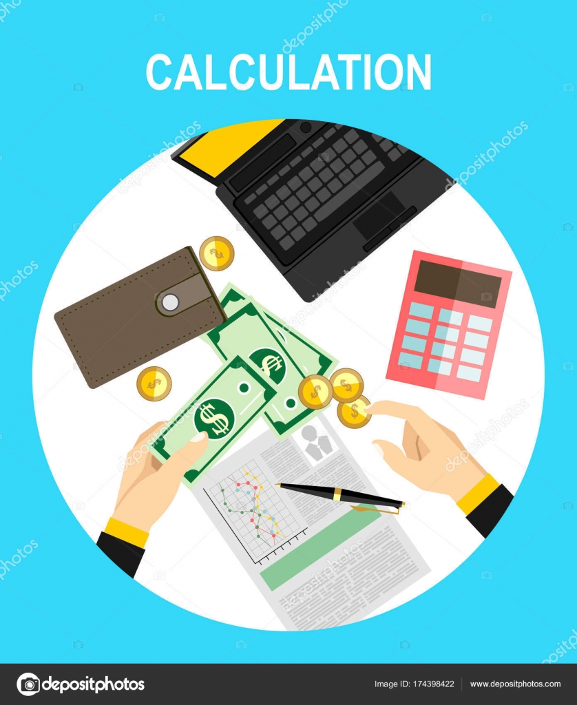 Calculation Concept Businessman Accountant Flat Design Vector ...