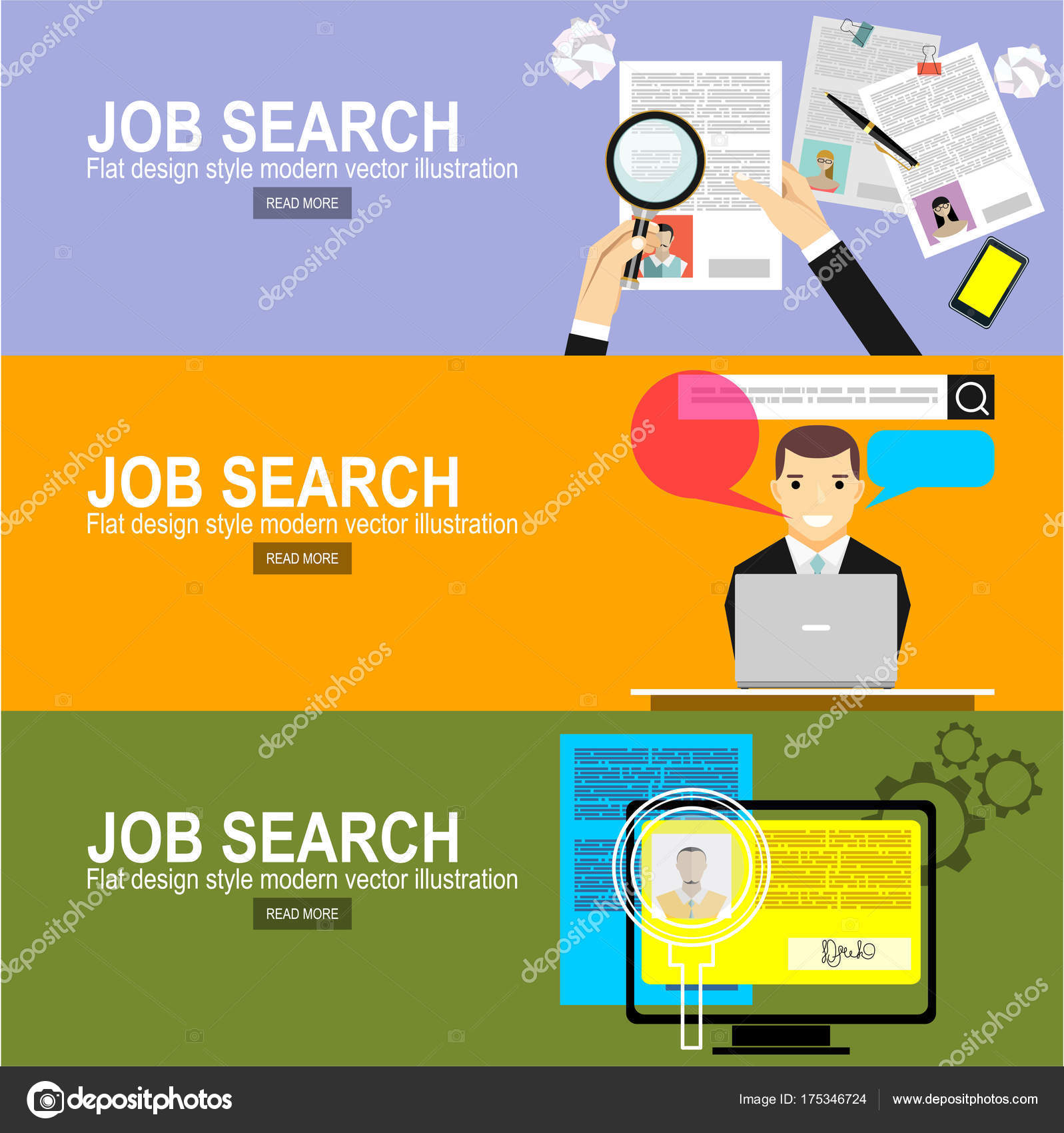 Concept Job Searching Concepts Web Banner Printed Materials Stock ...