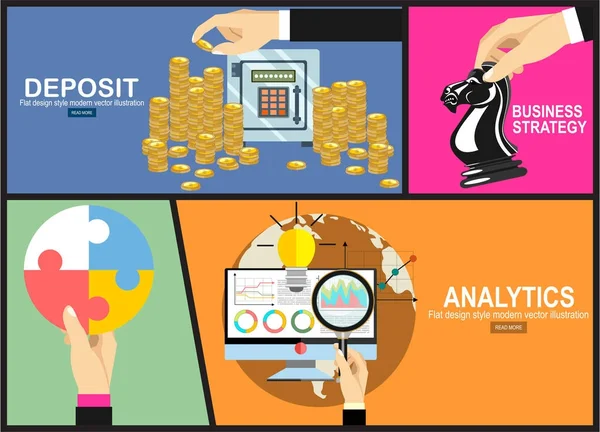 Deposit.Business strategy. Flat illustration analytics design. Modern ...