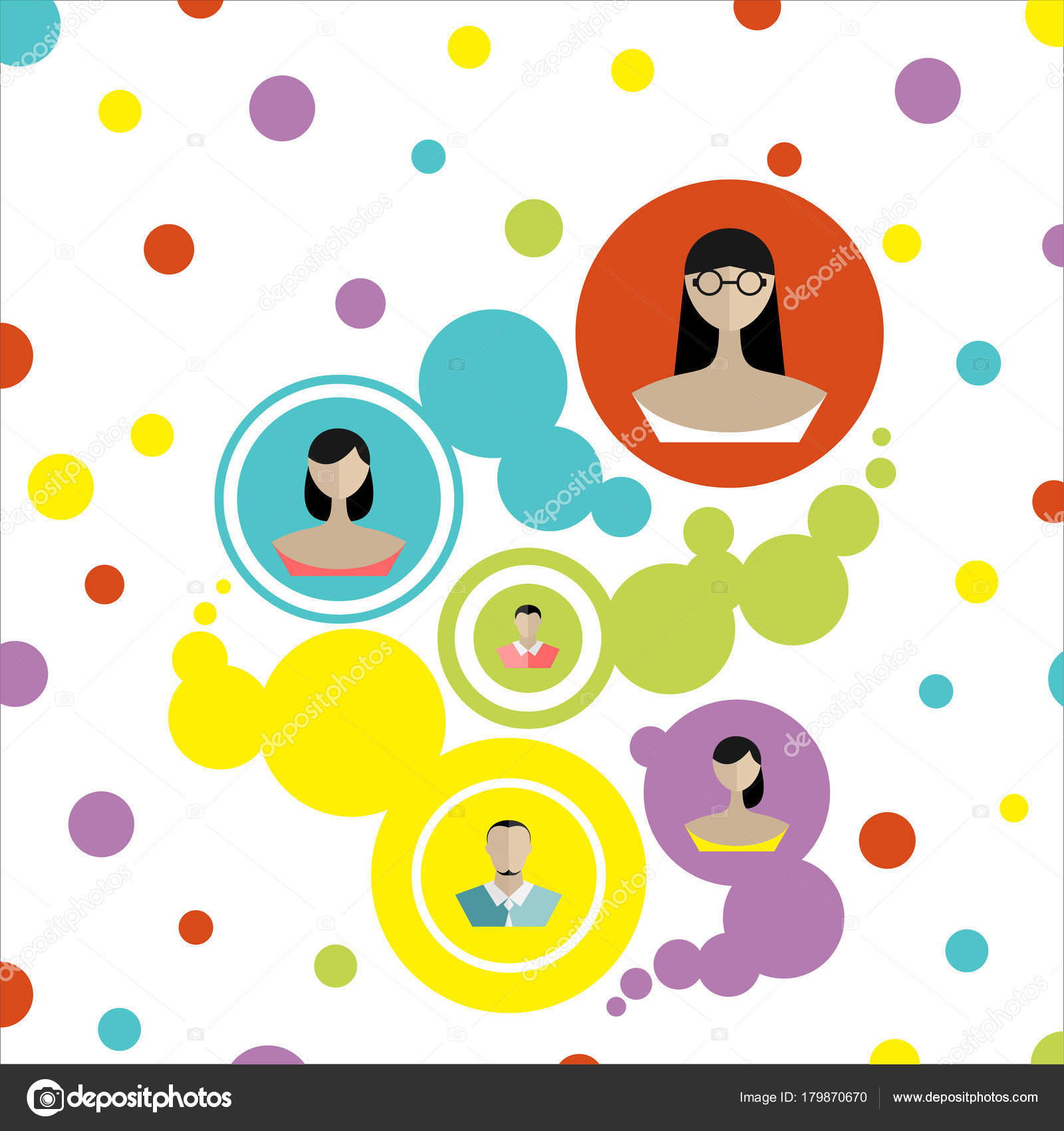 Social Media Network Growth Background Lines Circles Integrate Flat ...