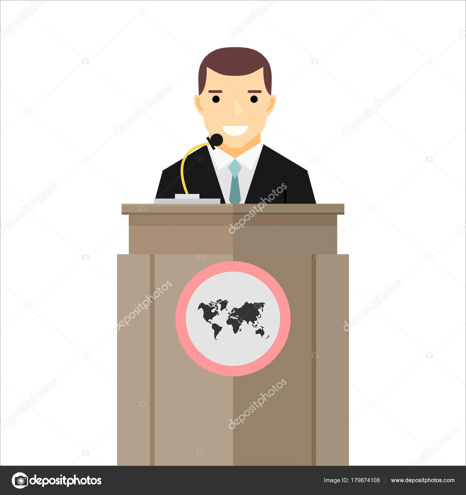 Speaker Podium Man Suit Standing Rostrum Important Event Business ...