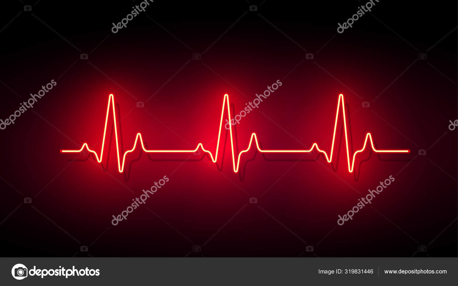Neon light heart pulse shape vector background Stock Vector Image by ...