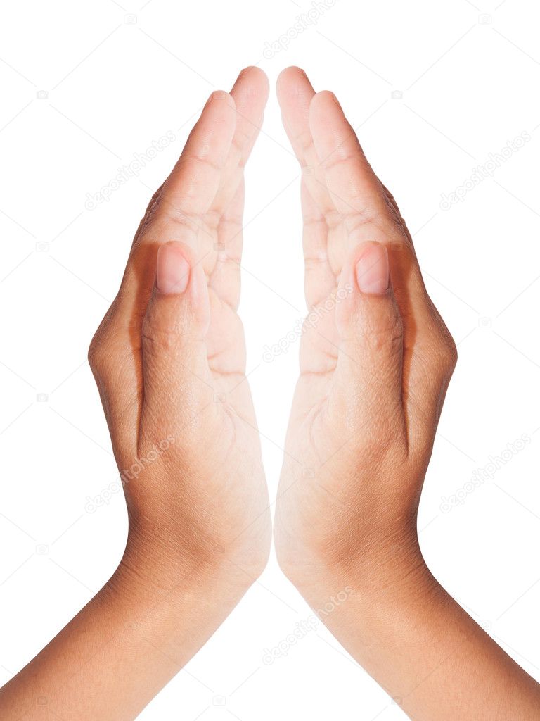 Two open woman hands on white background Stock Photo by ©Boykung 126175742