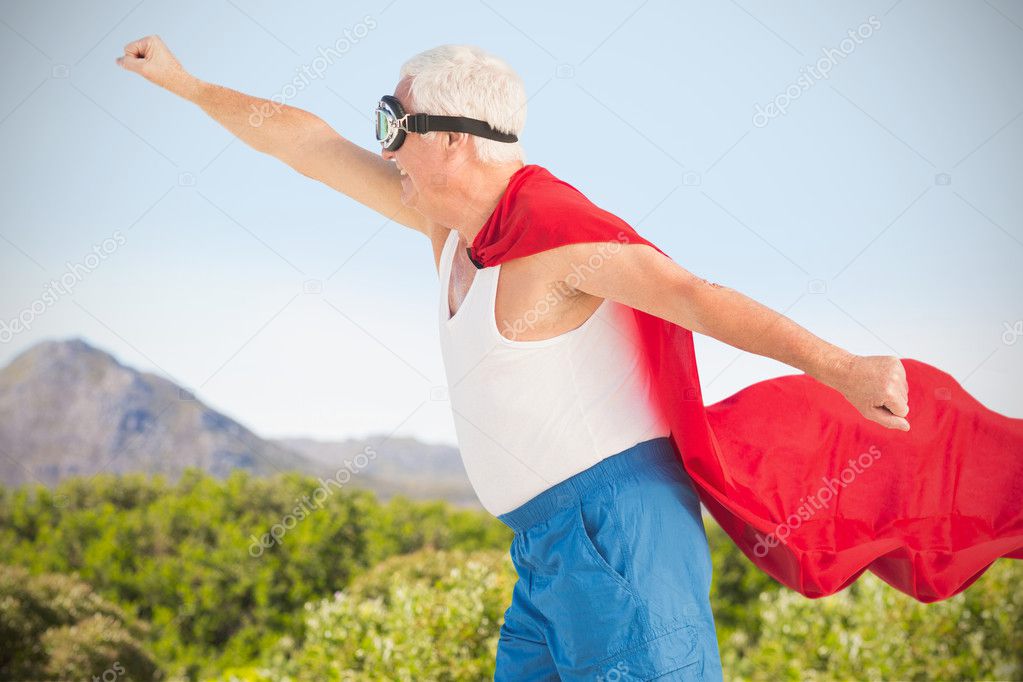 Senior man wearing superman costume — Stock Photo © Wavebreakmedia ... Senior man wearing superman costume — Stock Photo © Wavebreakmedia ...