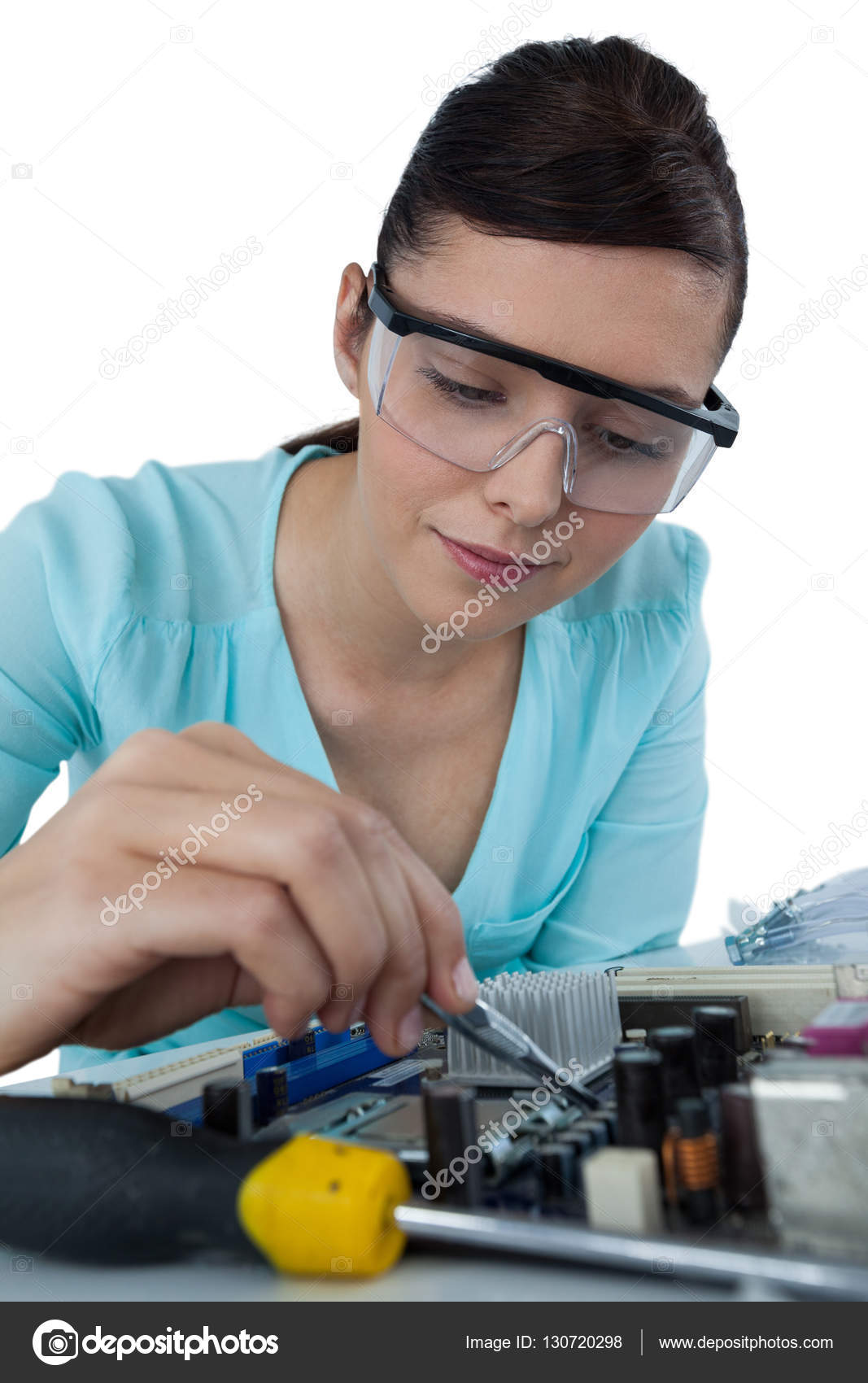 Computer engineer repairing computer motherboard — Stock Photo ...