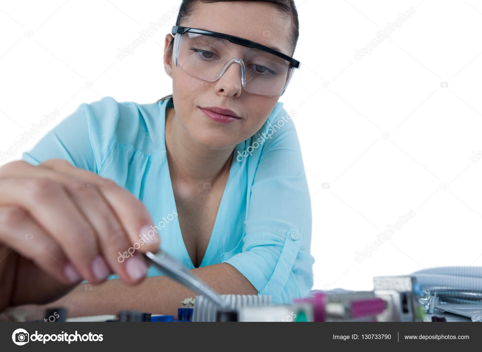 Computer engineer repairing computer motherboard Stock Photo by ...