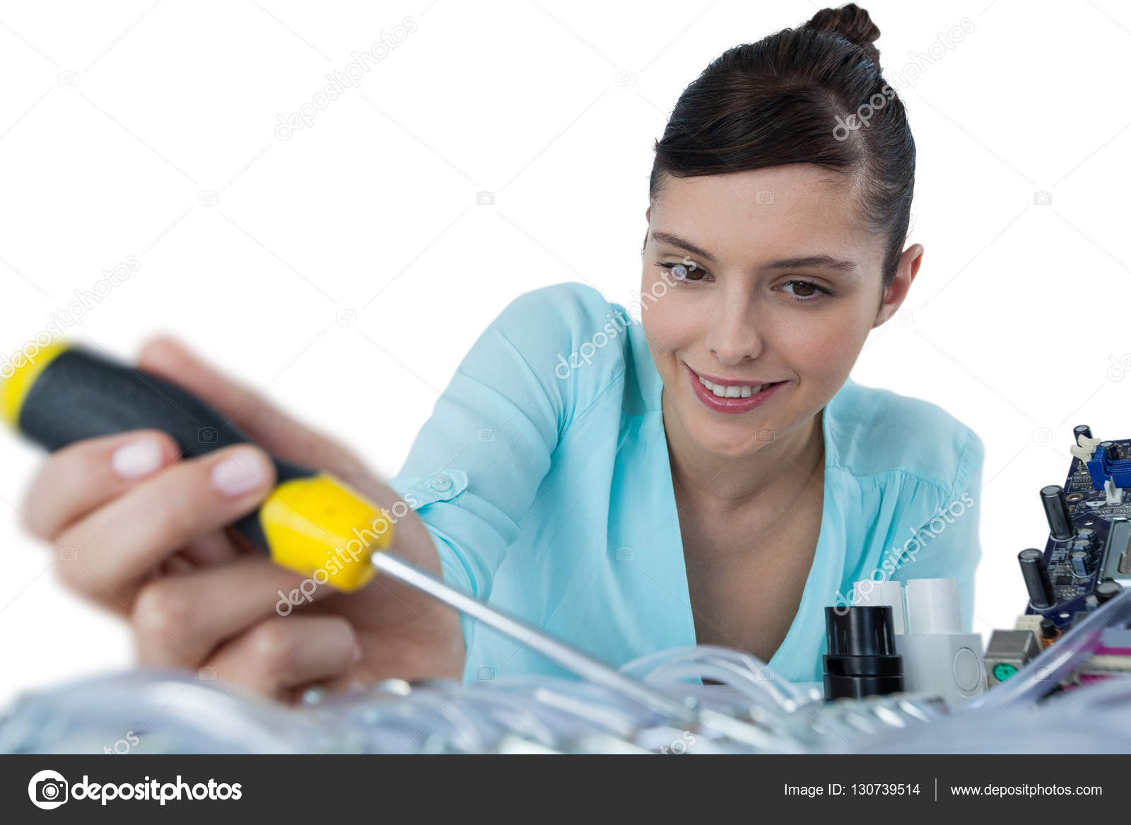 Computer engineer repairing computer motherboard Stock Photo by ...