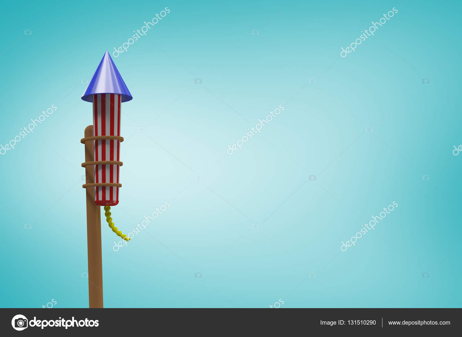 Rocket for fireworks against blue vignette — Stock Photo ...