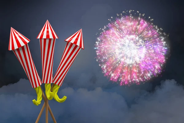 Rocket for firework against orange — Stock Photo © Wavebreakmedia ...