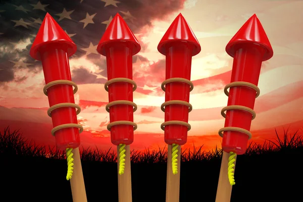 Rocket for firework against orange — Stock Photo © Wavebreakmedia ...