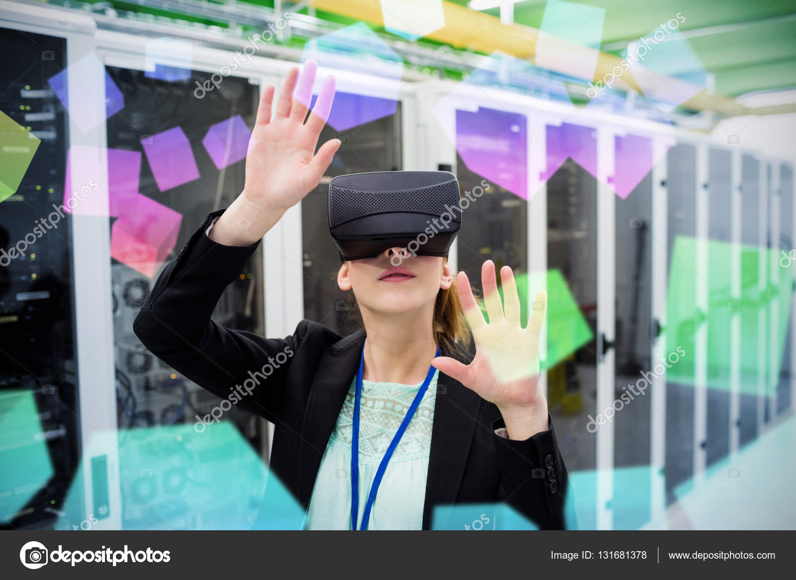 Technician using virtual reality headset Stock Photo by ©Wavebreakmedia ...