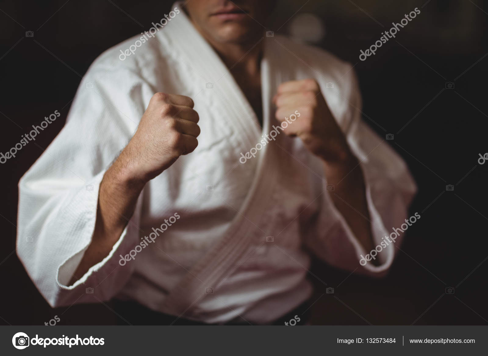 Karate player performing karate stance — Stock Photo © Wavebreakmedia ...