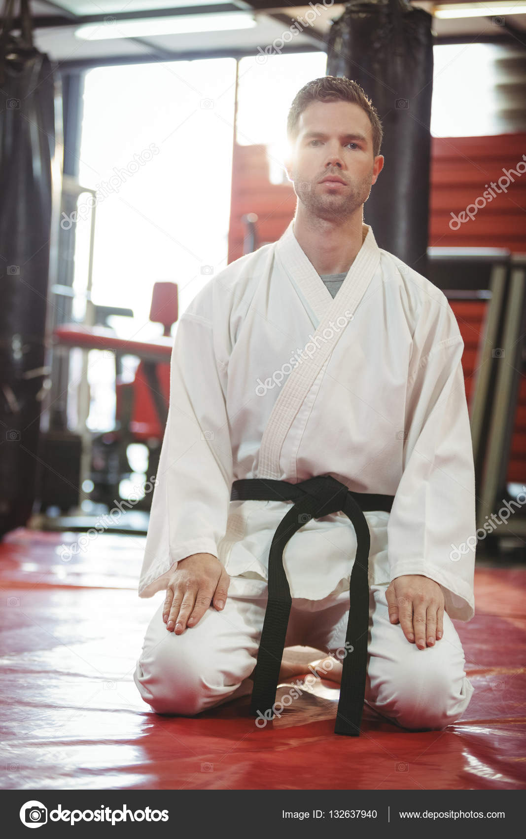Karate player performing karate stance Stock Photo by ©Wavebreakmedia ...