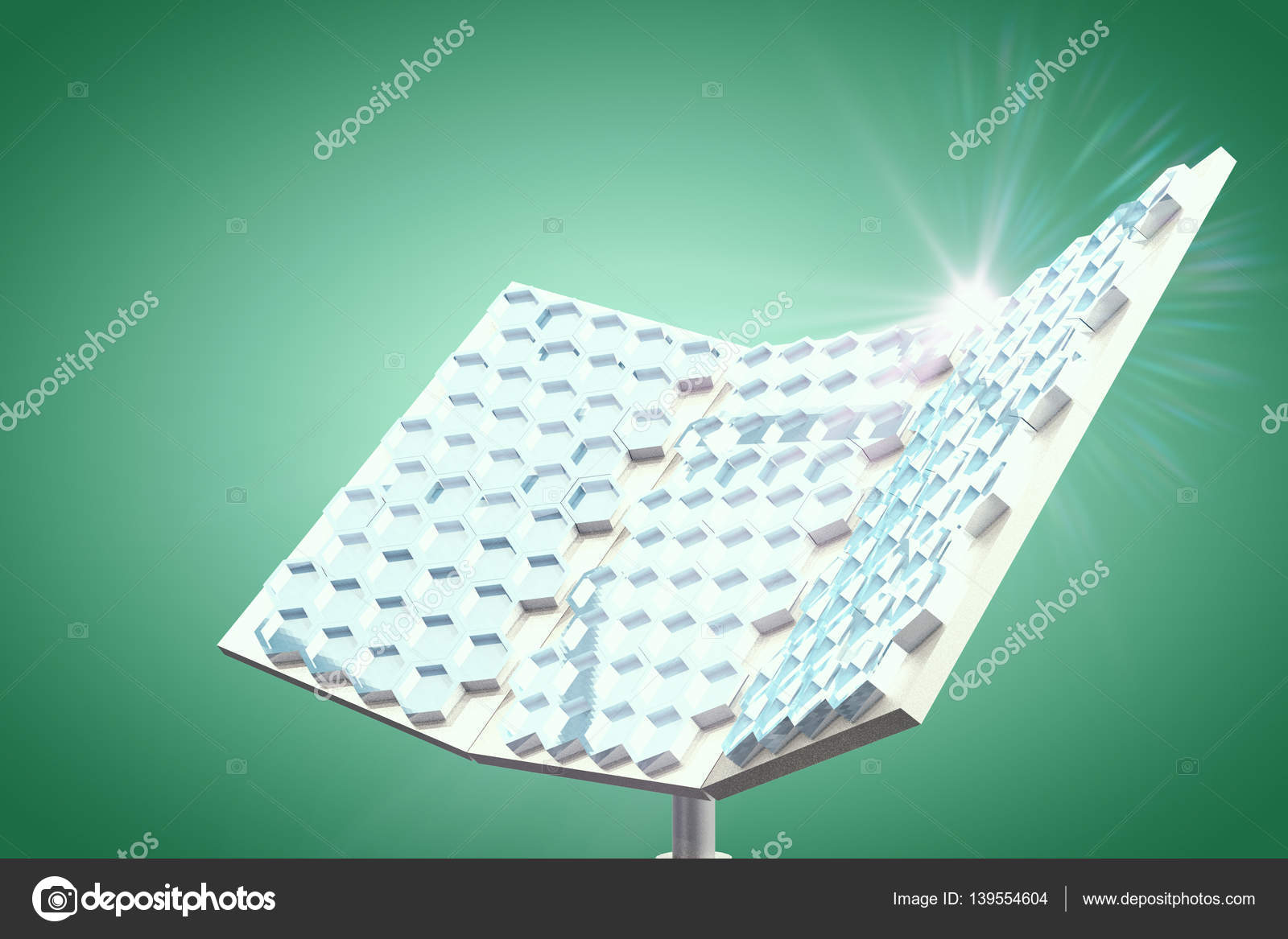 Hexagon shaped solar equipment 3d — Stock Photo © Wavebreakmedia #139554604