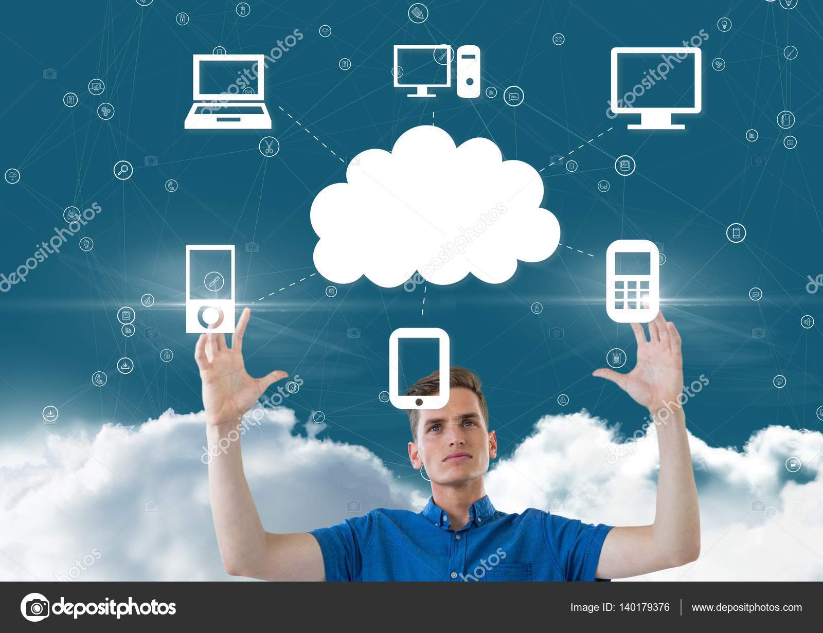 Man touching application icons Stock Photo by ©Wavebreakmedia 140179376