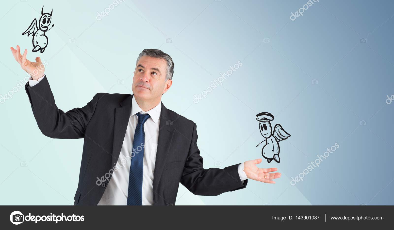 Man between good and bad conscience Stock Photo by ©Wavebreakmedia ...