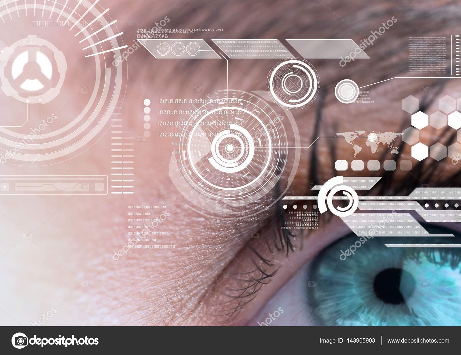 Woman blue eyes with interface screen Stock Photo by ©Wavebreakmedia ...