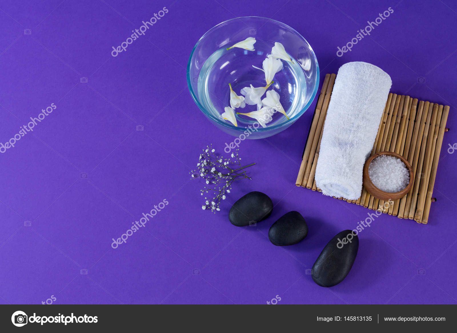 Spa accessories on purple background Stock Photo by ©Wavebreakmedia ...