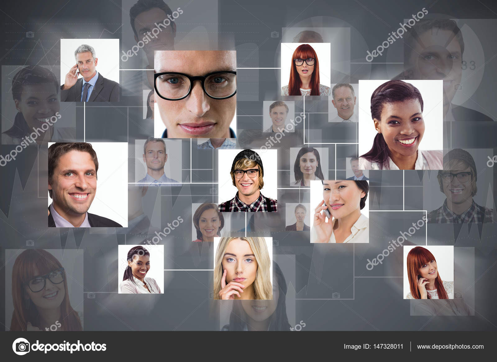 Composite image of connection between people Stock Photo by ...