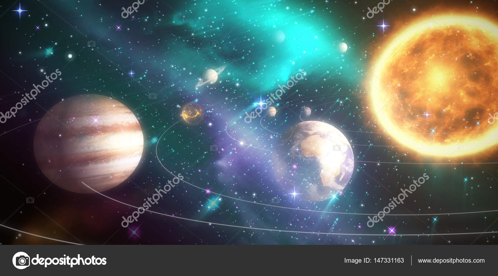 Composite image of solar system against white background 3d Stock Photo ...