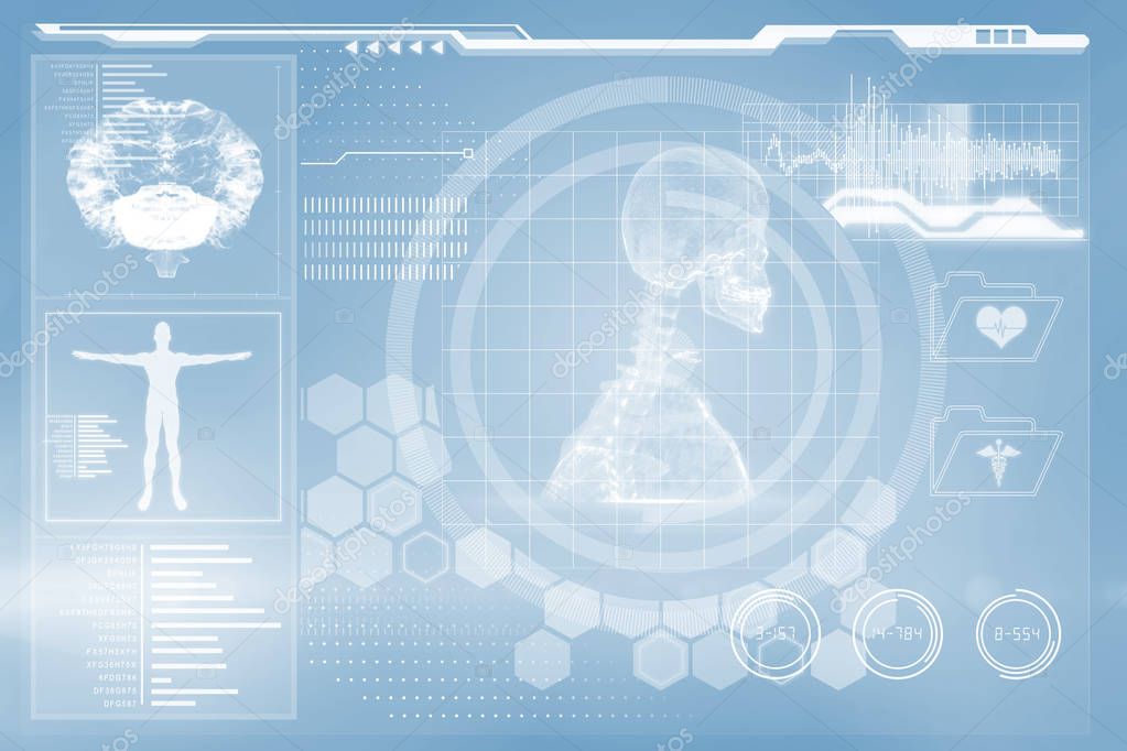 Interfaz de biología médica en azul 3d 2023