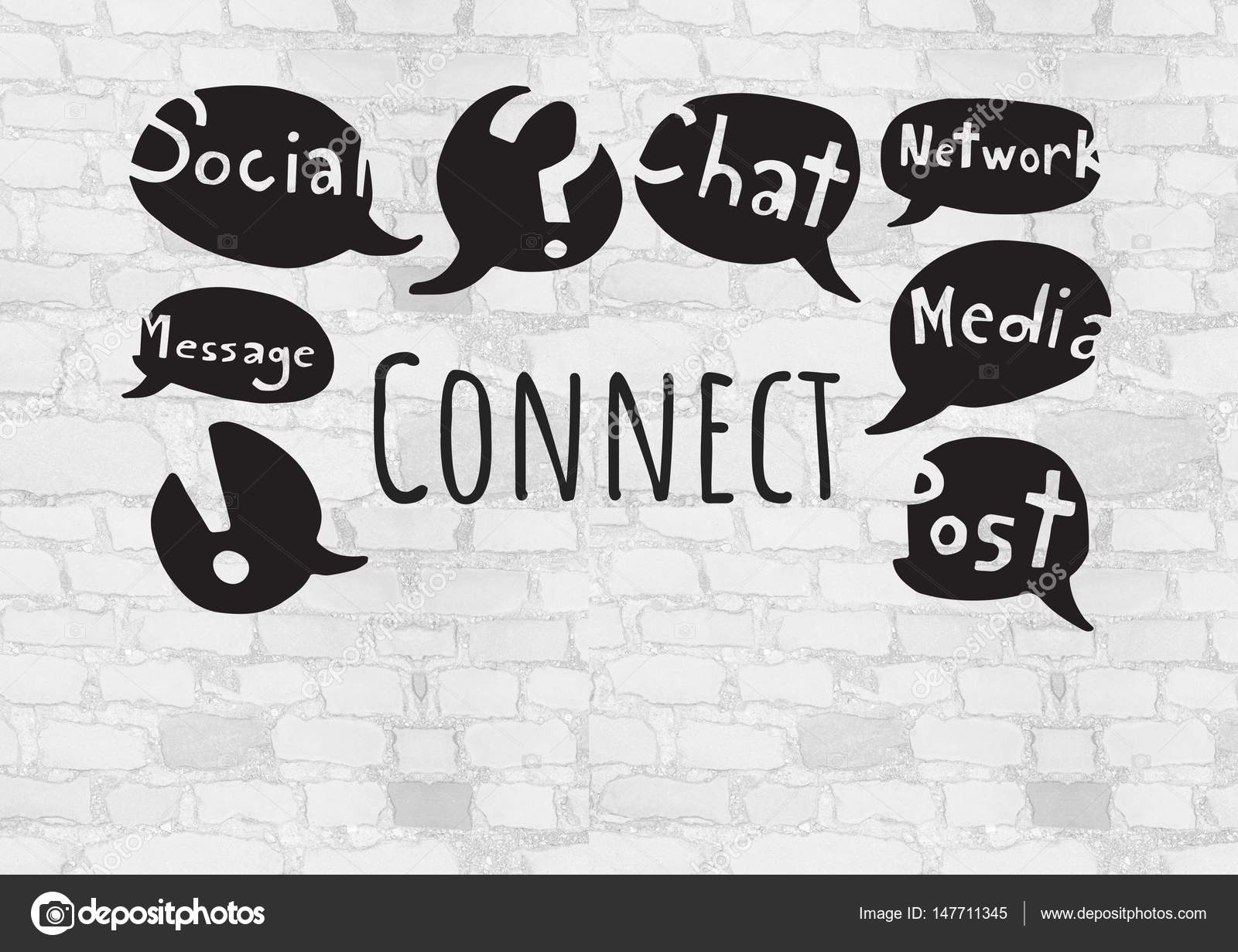 Connect text with social media drawings graphics — Stock Photo ...