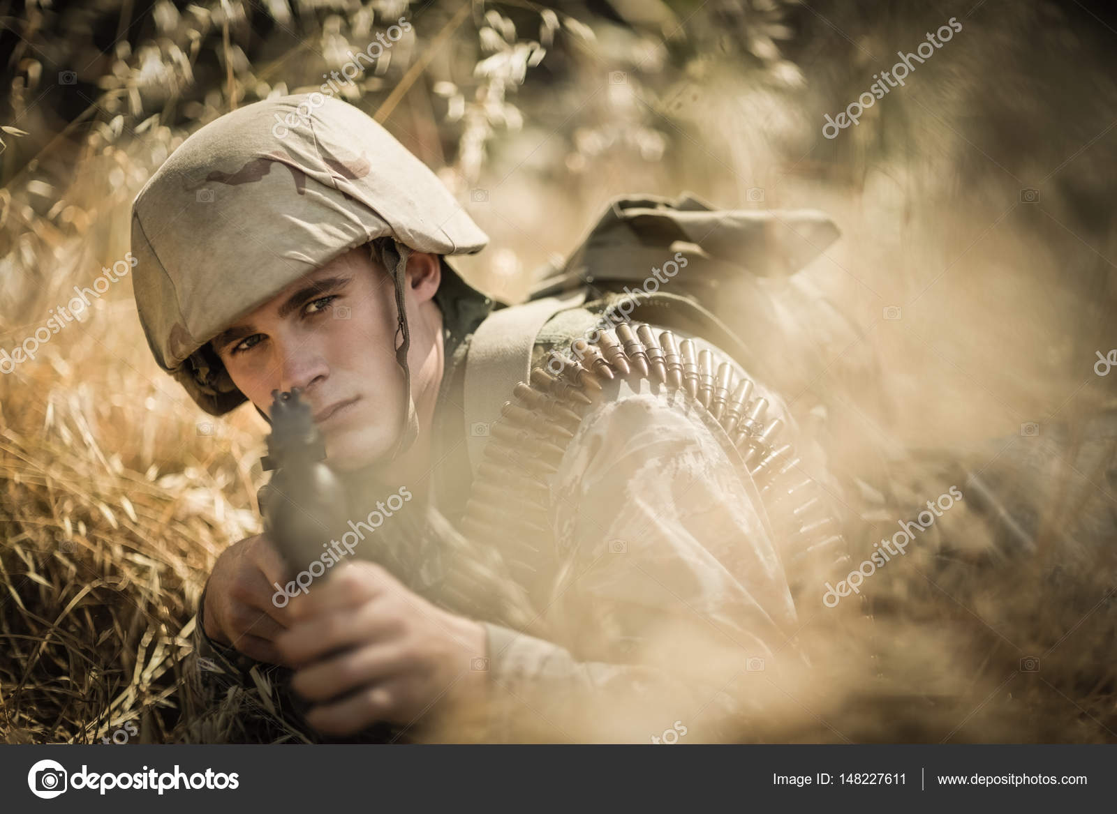 Military soldier aiming with a rifle — Stock Photo © Wavebreakmedia ...