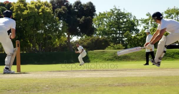Bowler delivering ball during cricket match — Stock Video ...