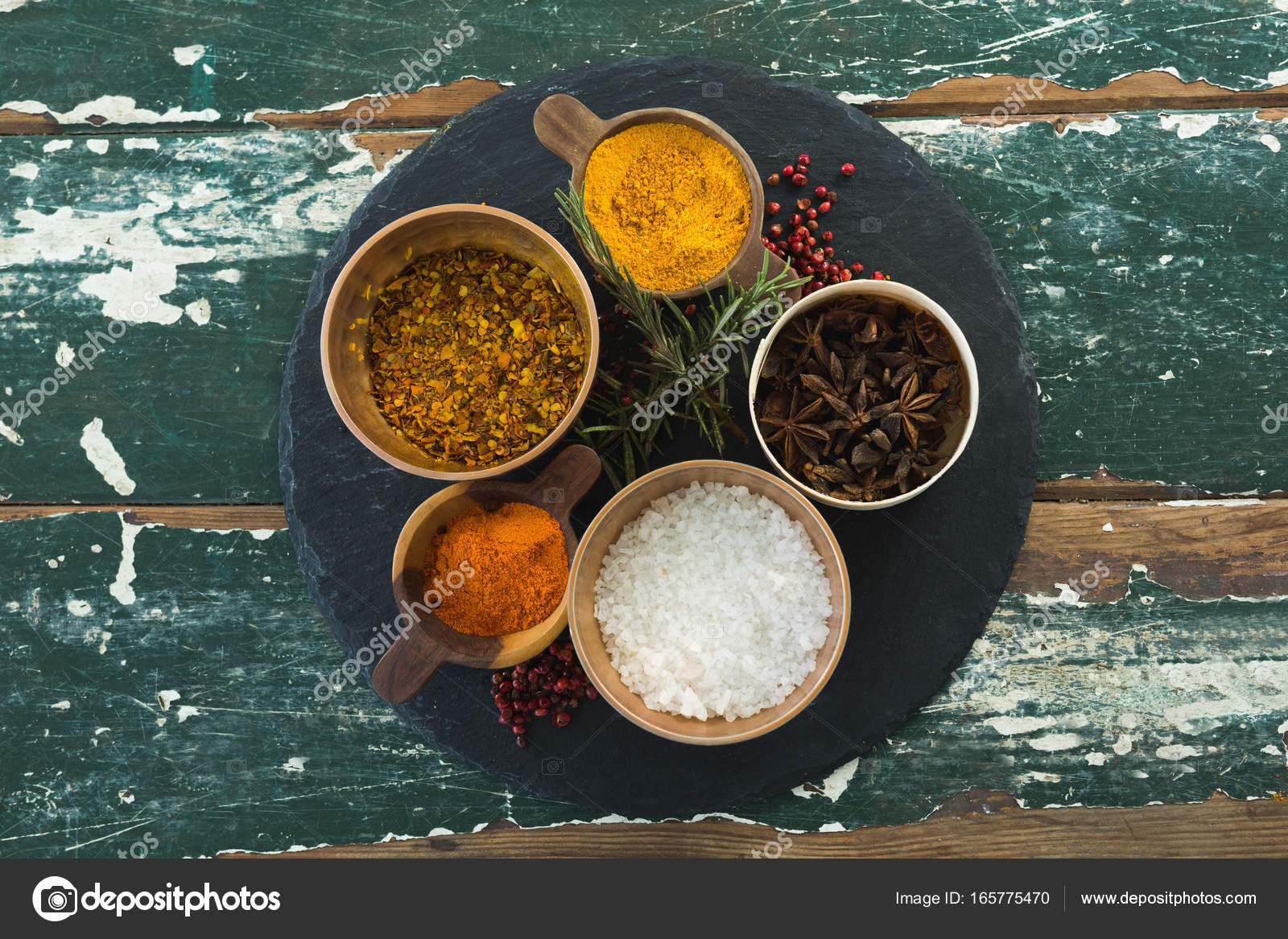 Various spices arranged in board Stock Photo by ©Wavebreakmedia 165775470