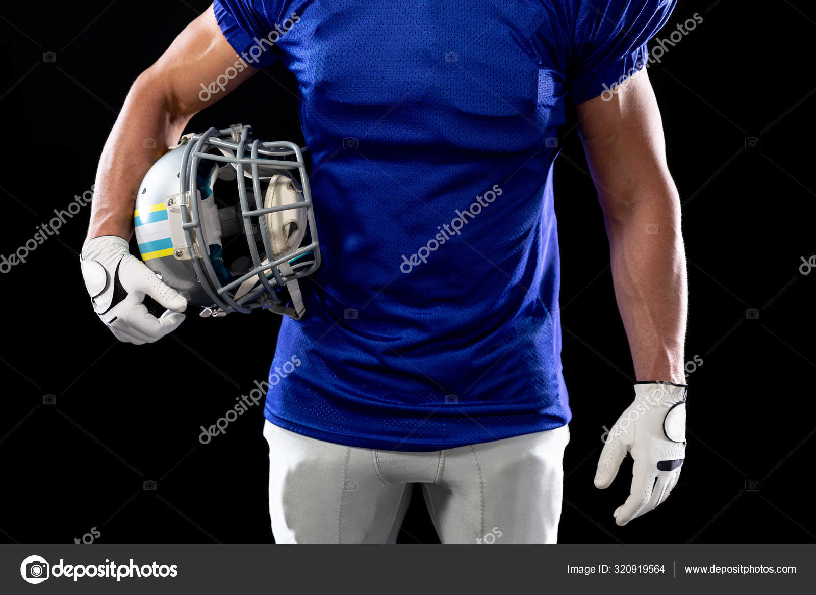 Front View Mid Section Male American Football Player Wearing Team ...