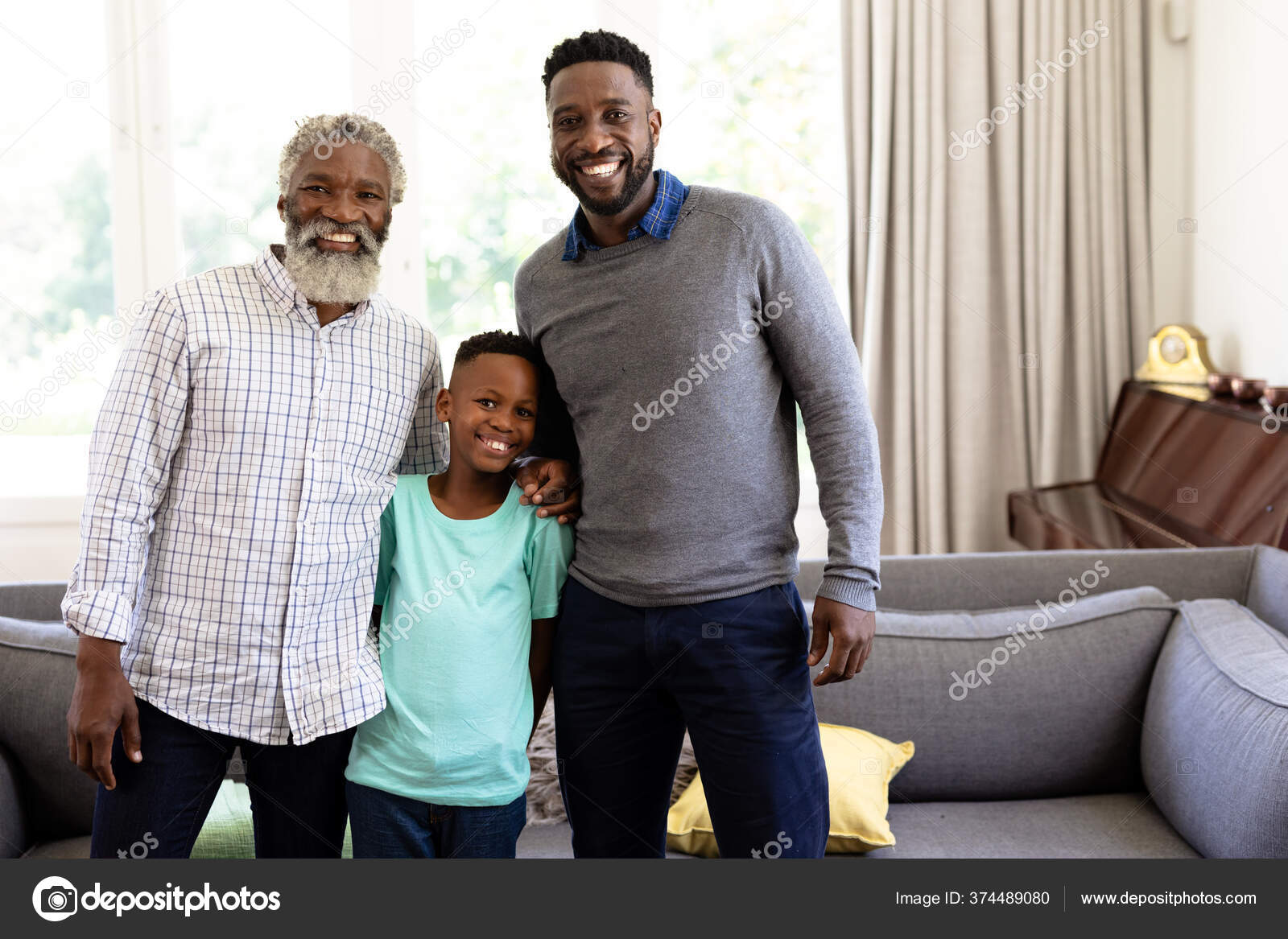 Multi Generation Mixed Race Family Enjoying Time Home Together Standing ...