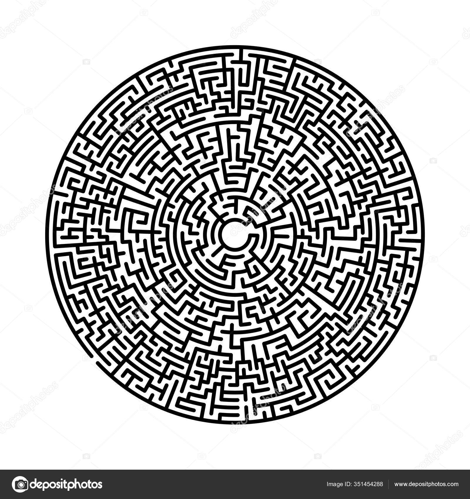 Difficult Circle Maze Hard Vector Labirinth Vector Black Circle Maze ...