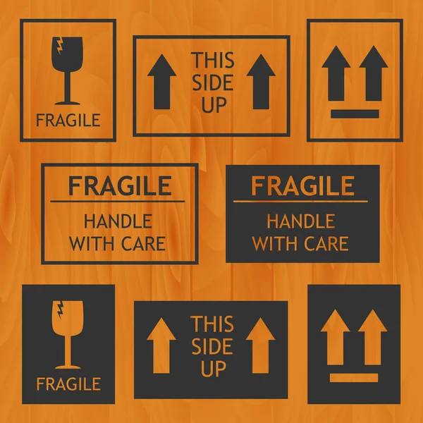 Fragile package icons set, handle with care logistics and delivery ...