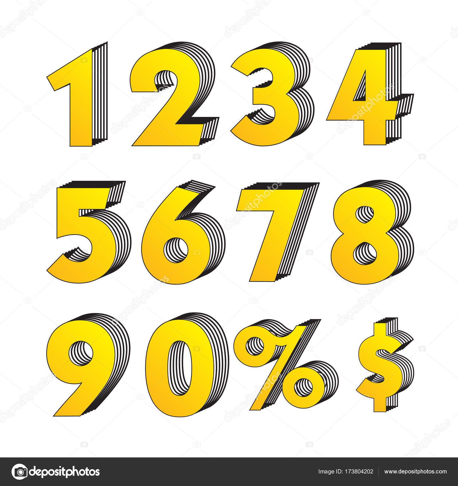Yellow numbers in line Stock Vector Image by ©lepusinensis #173804202