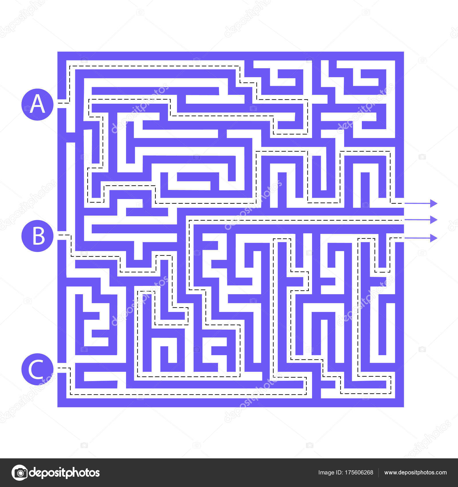 Elemento Diseño Forma Laberíntica Tres Entradas Una Salida Una Manera ...