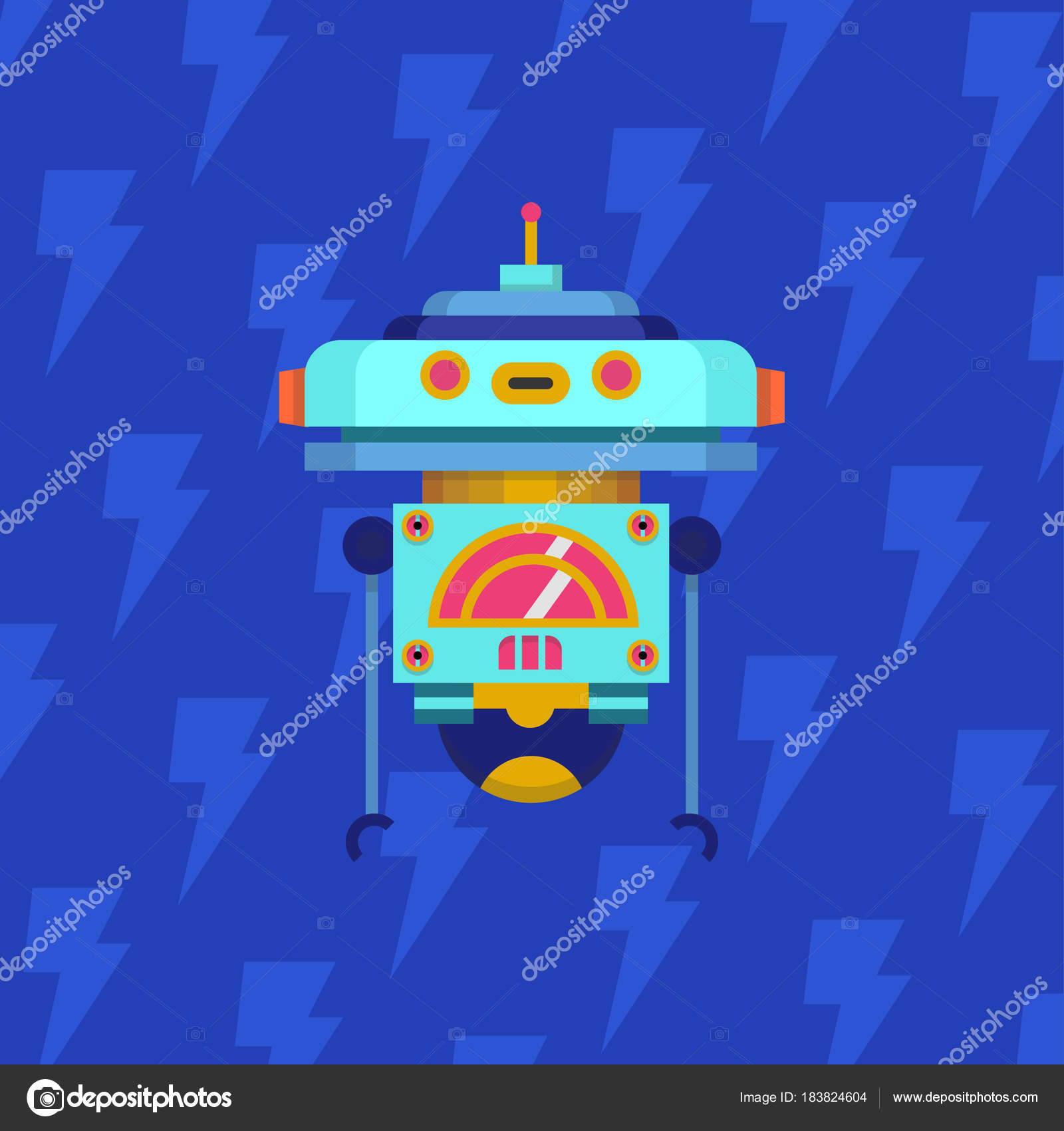 Robot Flat Design Blue Background Stock Vector by ©lepusinensis 183824604