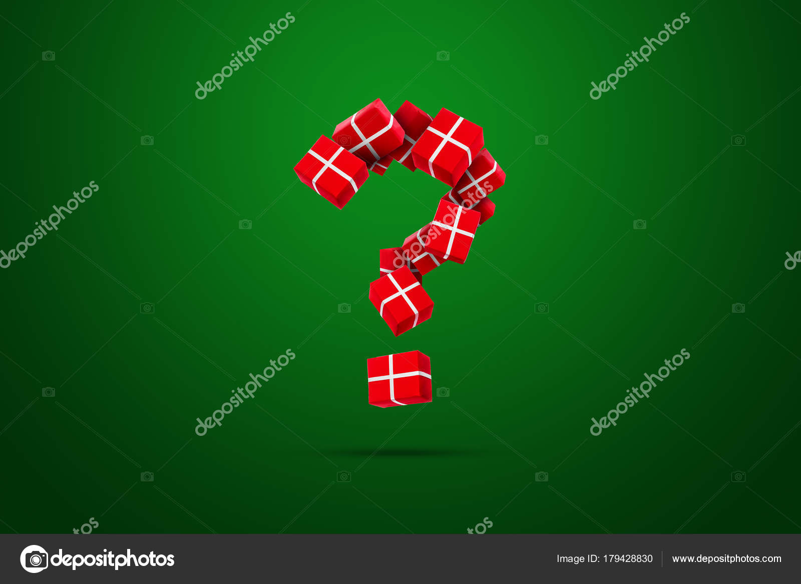 Download - Question mark of gifts on a green background. The question ...