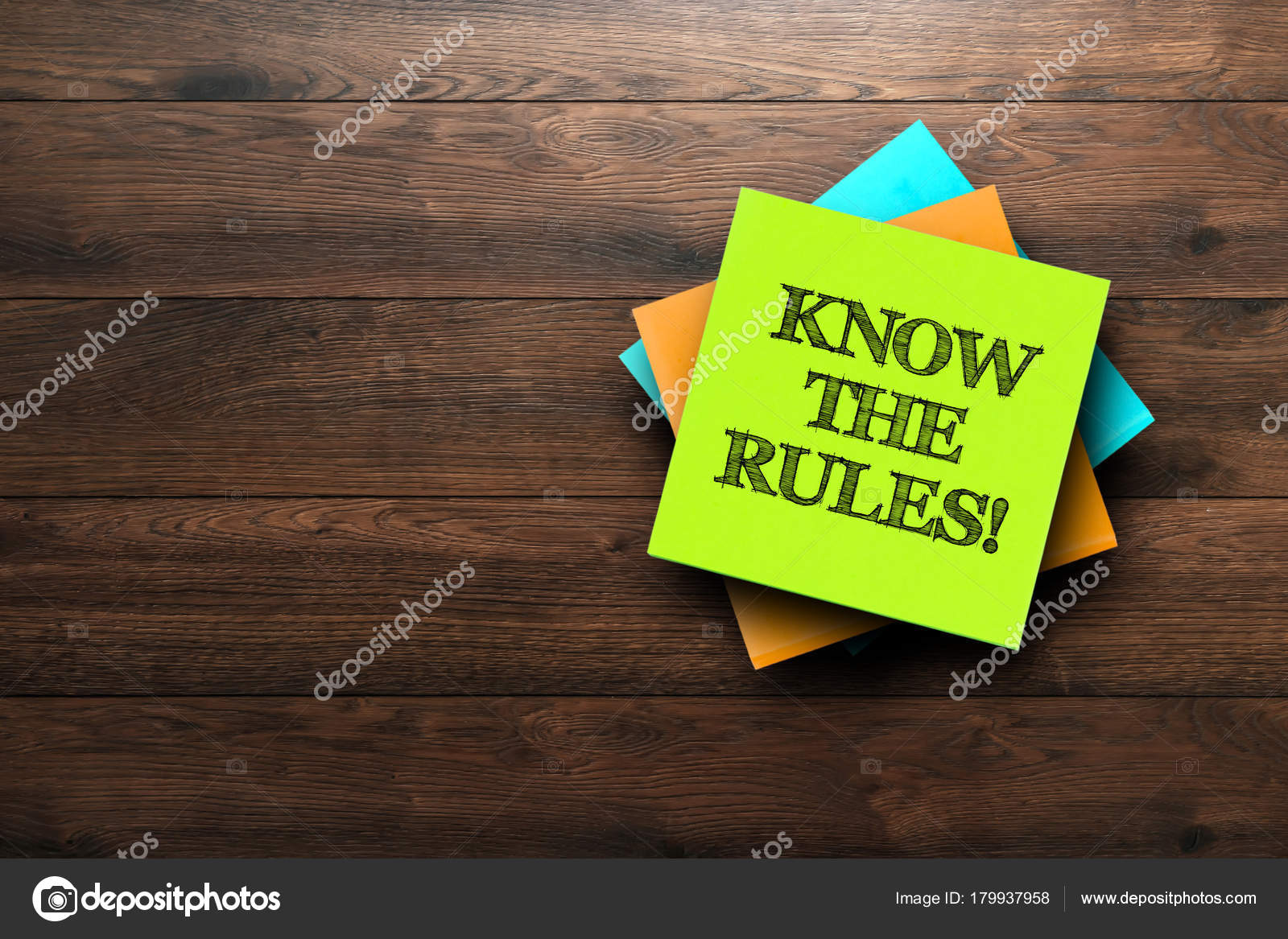 Know Rules Phrase Written Multi Colored Stickers Brown Wooden ...