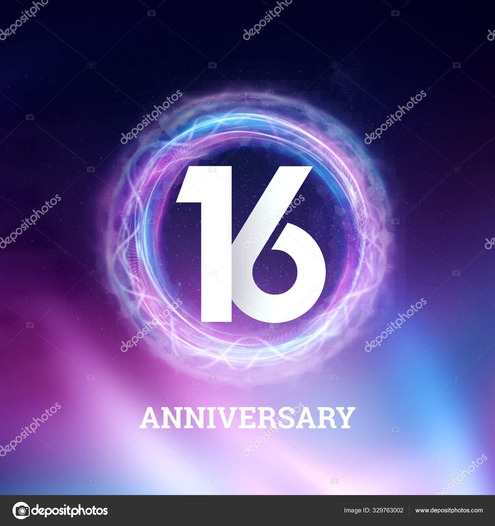 White numbers 16 years adulthood celebration on dark background with ...