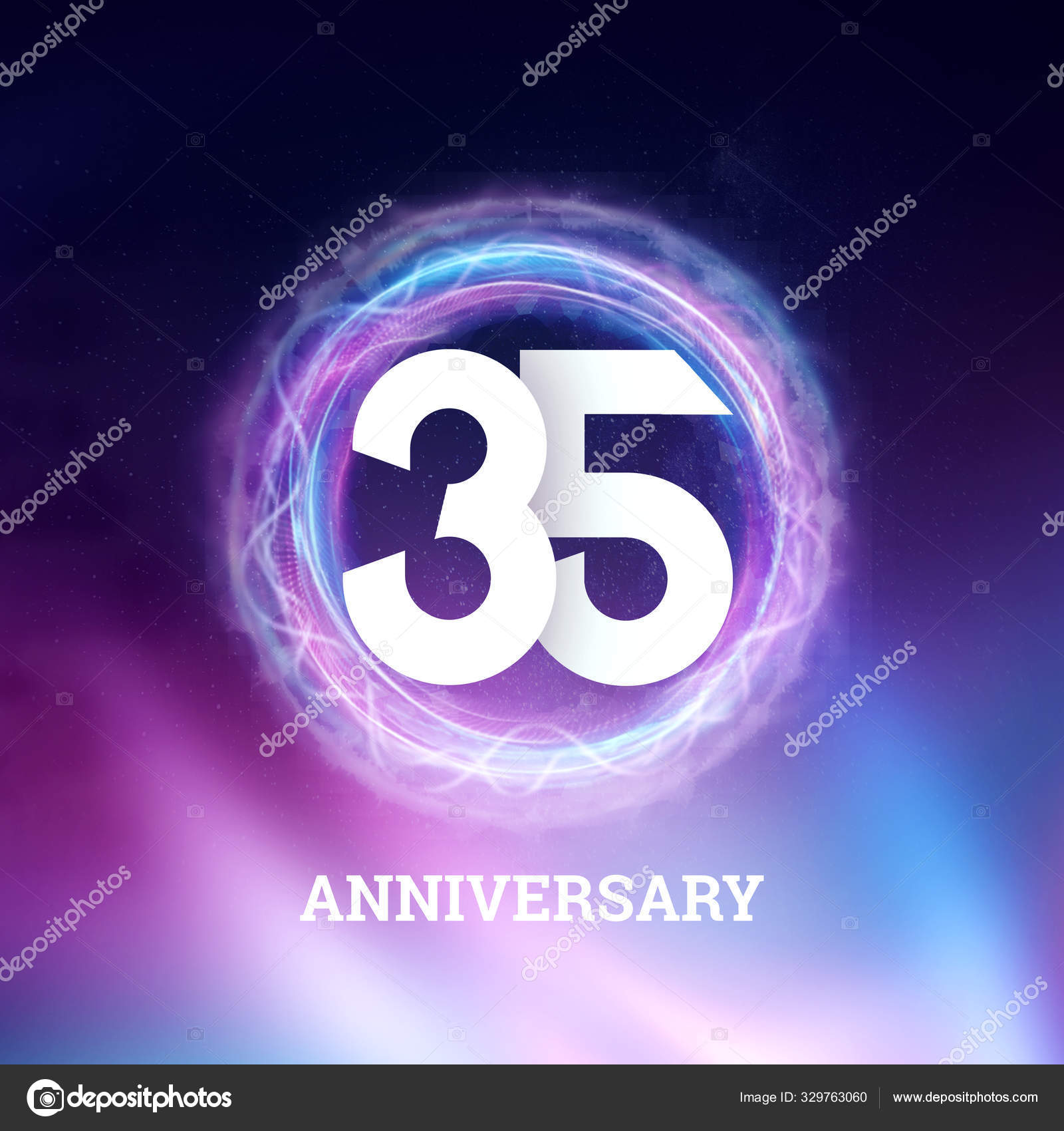 White numbers 35 years anniversary celebration on dark background with ...