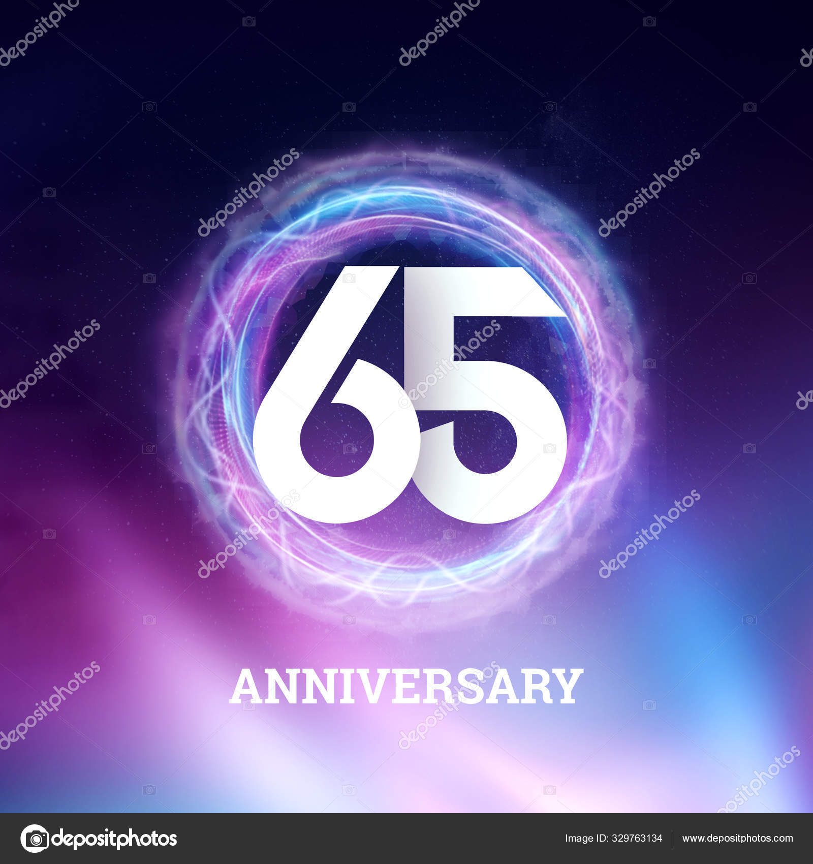White numbers 65 years anniversary celebration on dark background with ...