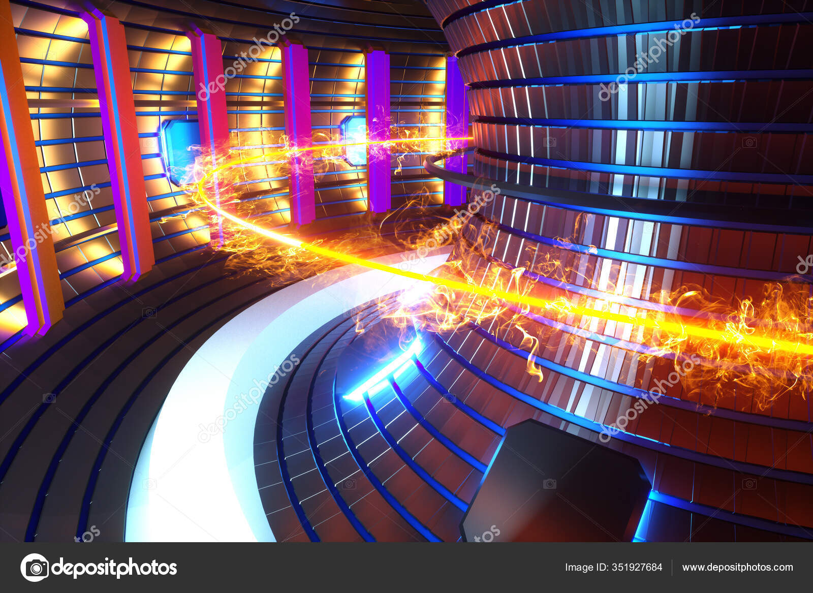 Reactor Fusión Render Fusión Nuclear Tokamak Dentro Plasma Calentado ...
